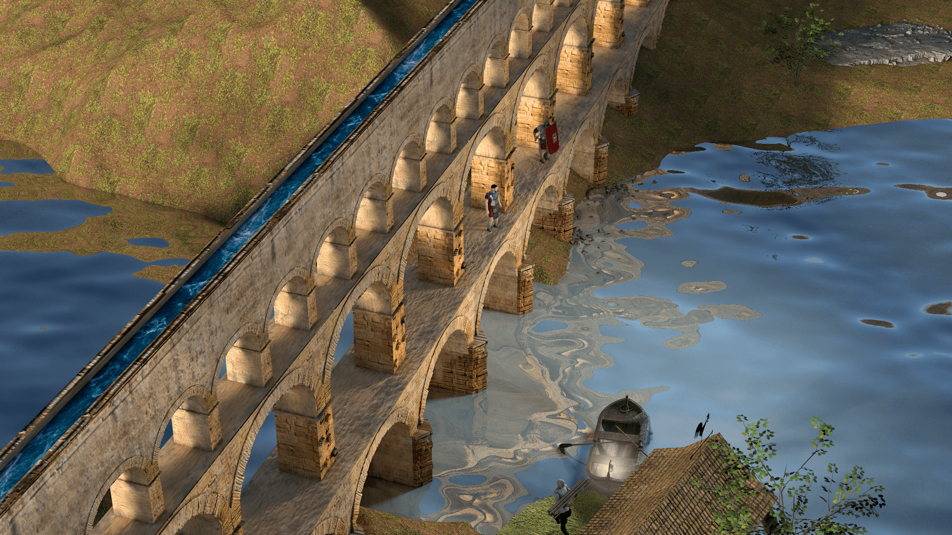 Roman Empire aqueduct. 3D Render, Digital Art by renatodalle