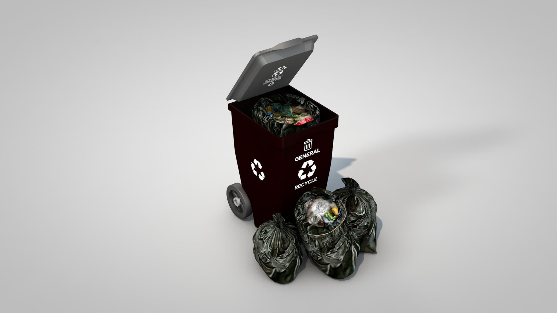 General Waste Bin and Bags - 3D Model by renatodalle