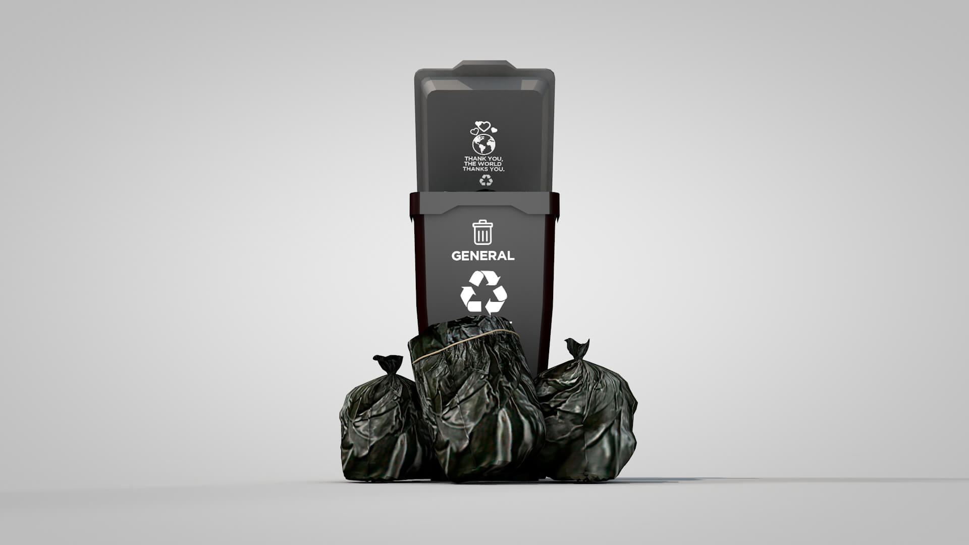 General Waste Bin and Bags - 3D Model by renatodalle
