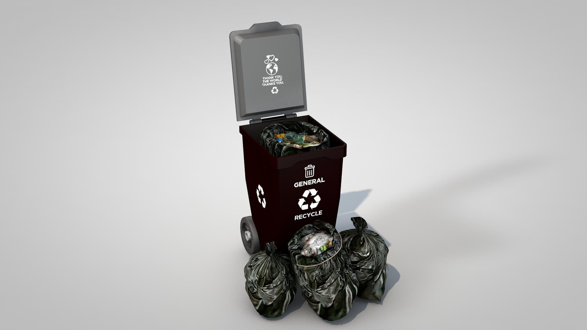 General Waste Bin and Bags - 3D Model by renatodalle