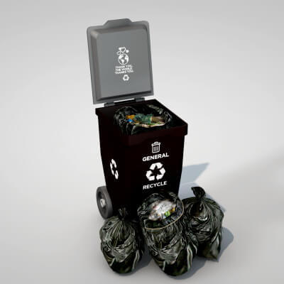 General Waste Bin and Bags - 3D Model by renatodalle