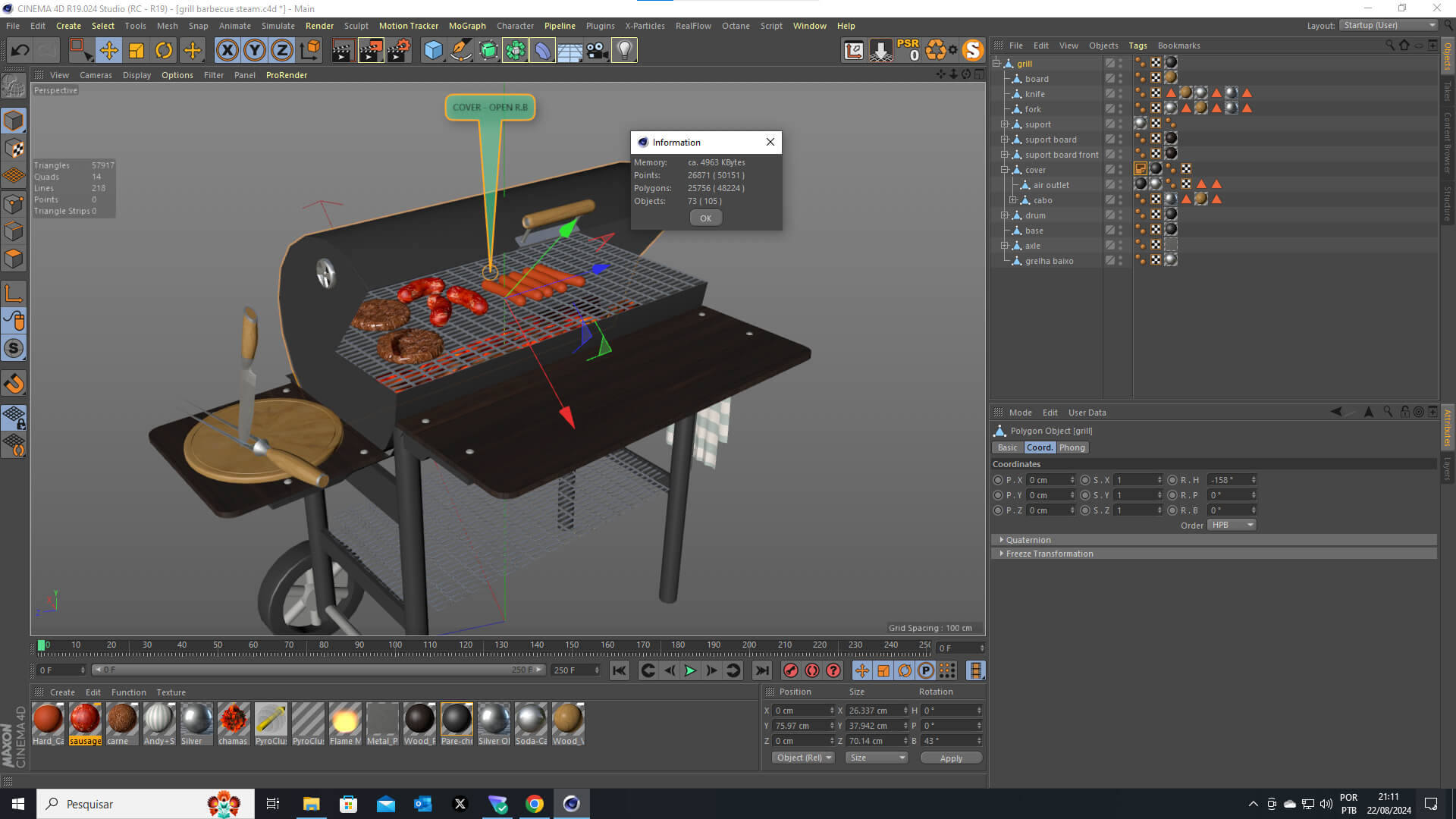 Grill Barbecue Steam - 3D Model by renatodalle
