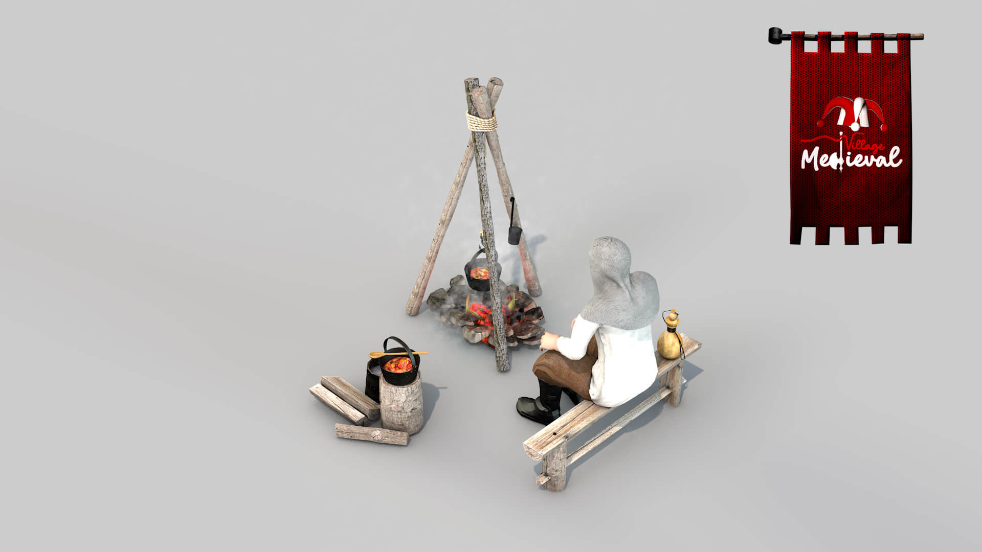 Medieval Bonfire Scenario - 3D Model by renatodalle