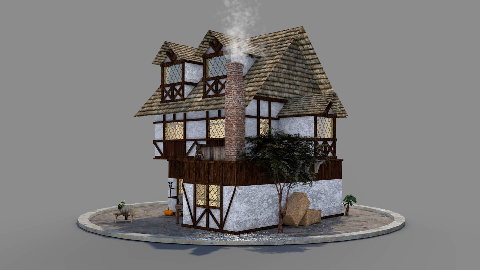 Medieval House 04 - 3D Model by renatodalle