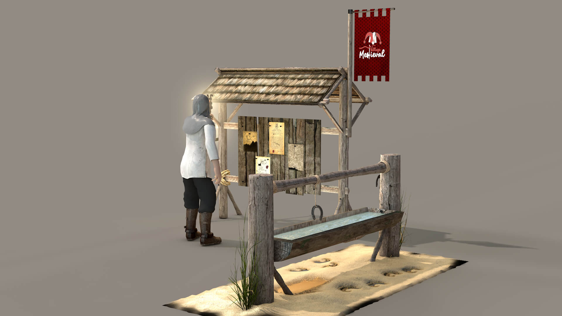 Medieval Kingdom Message Board Scene - 3D Model by renatodalle