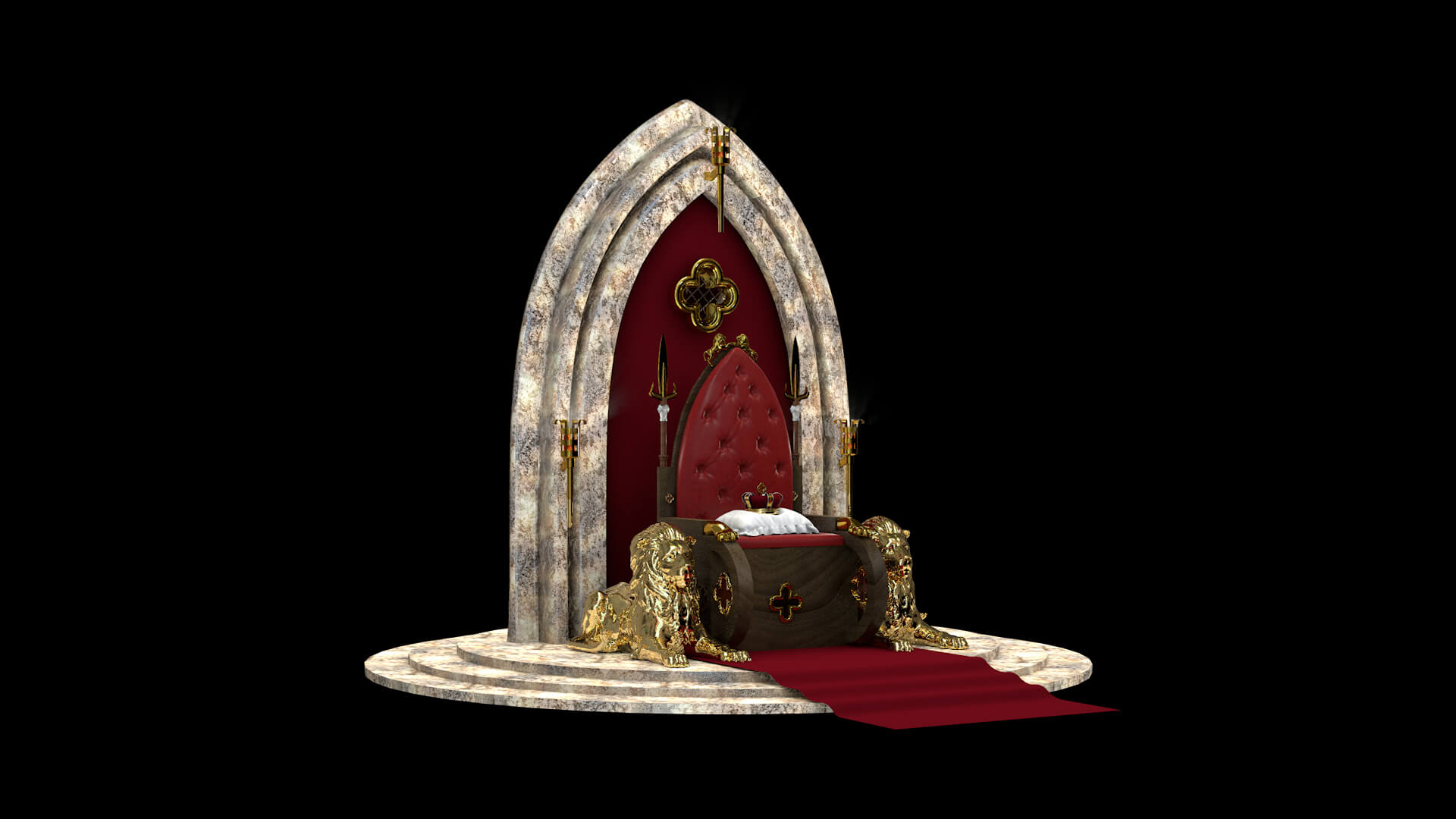 Medieval King's Throne - 3D Model by renatodalle