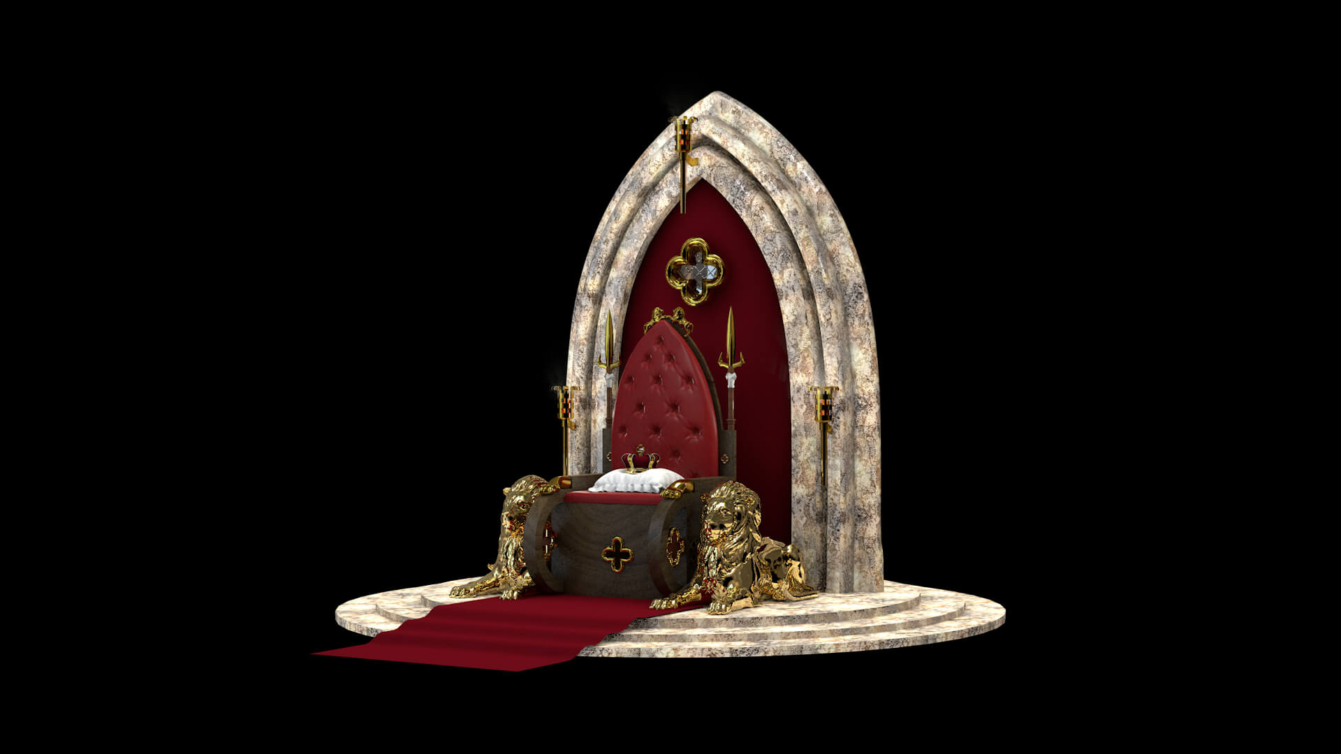 Medieval King's Throne - 3D Model by renatodalle