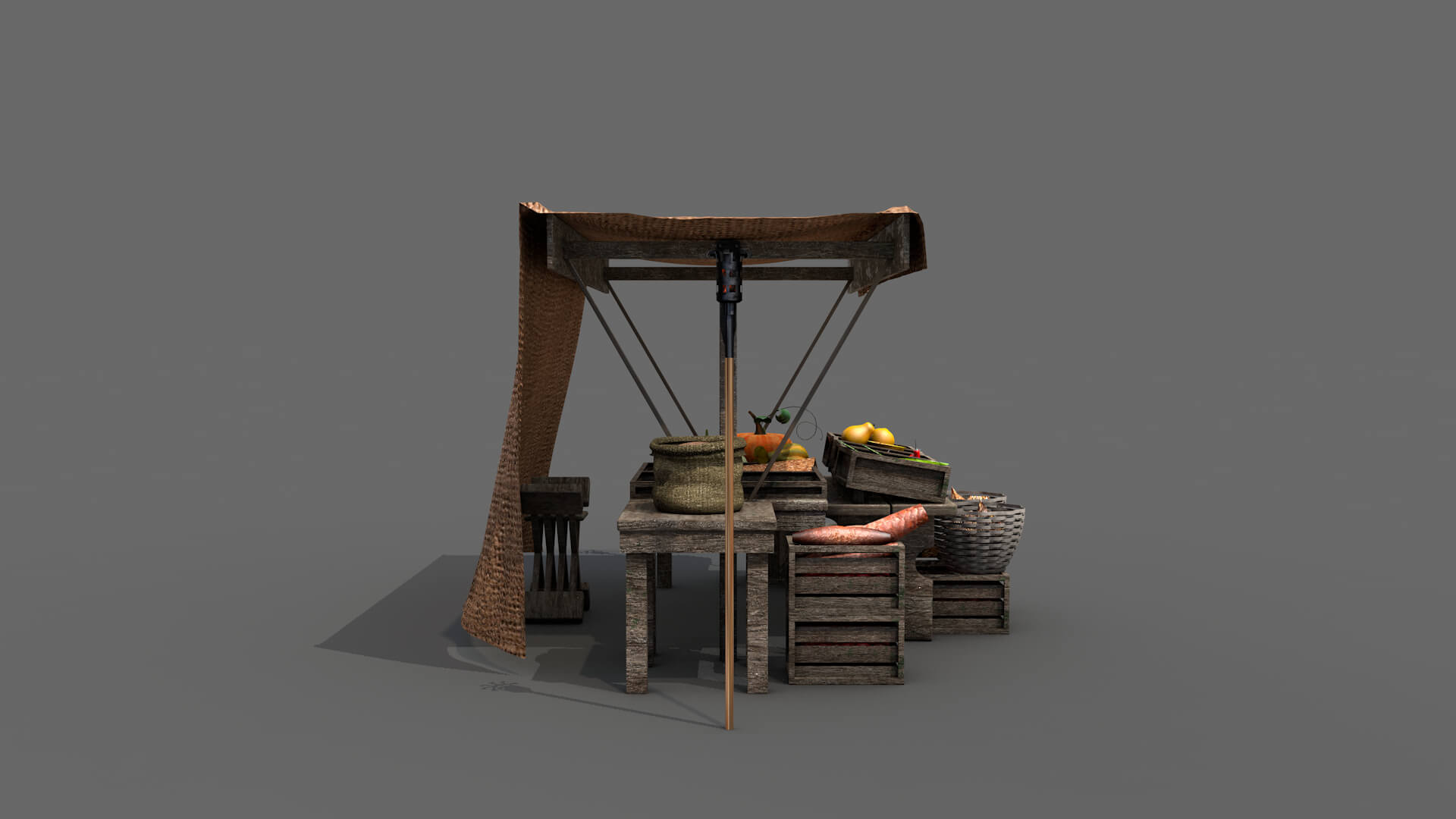 Medieval Market Stall 01 - 3D Model by renatodalle