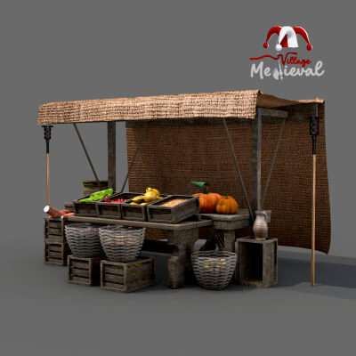 Medieval Market Stall 01 - 3D Model by renatodalle