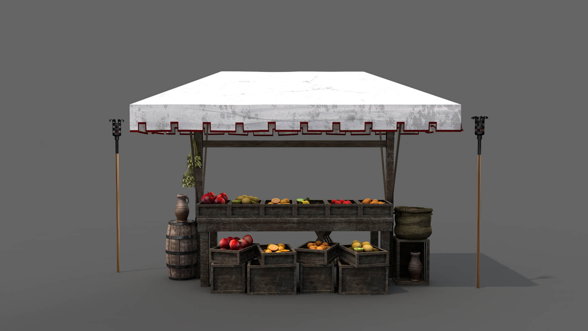 Medieval Market Stall 03 - 3D Model by renatodalle