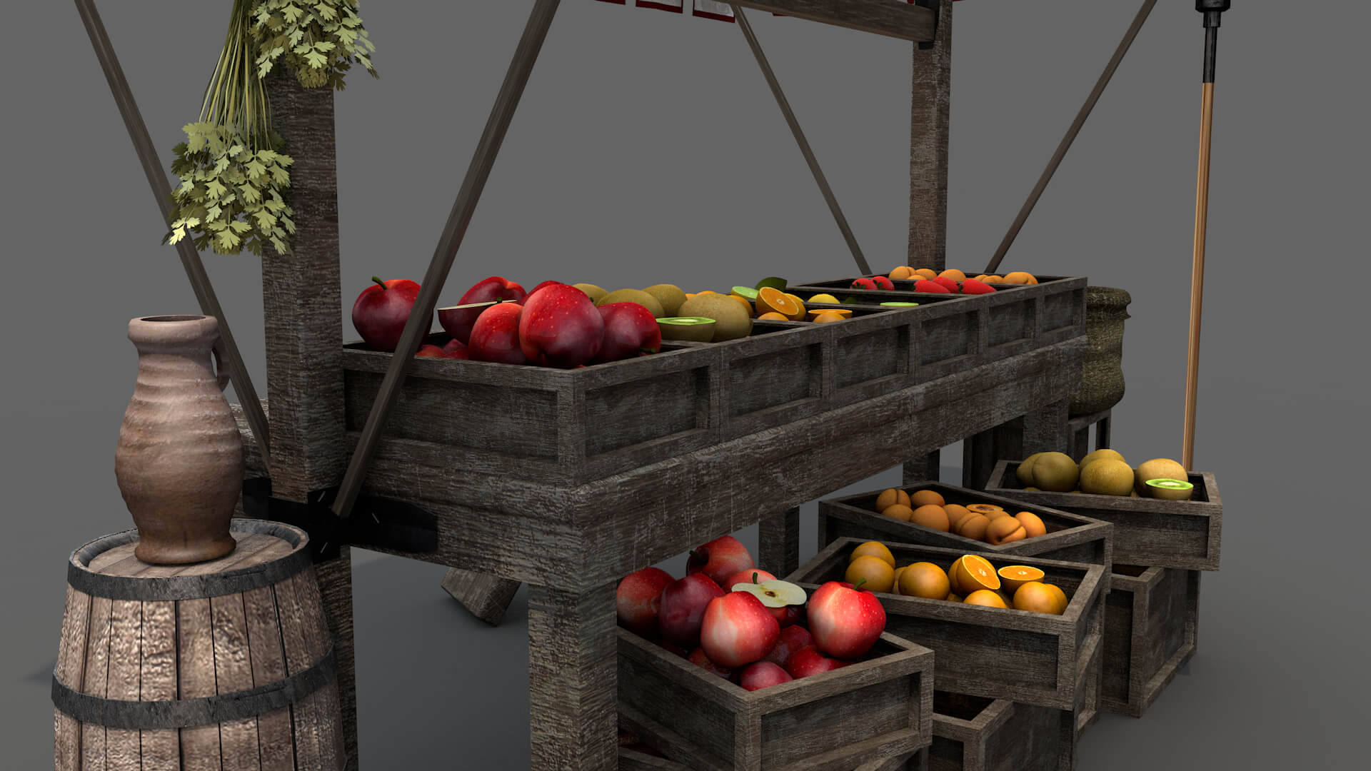 Medieval Market Stall 03 - 3D Model by renatodalle