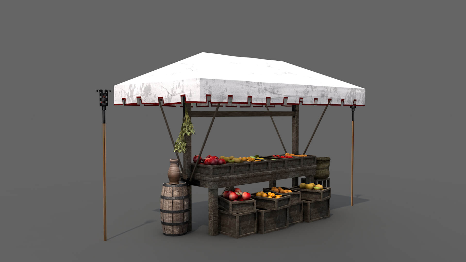 Medieval Market Stall 03 - 3D Model by renatodalle