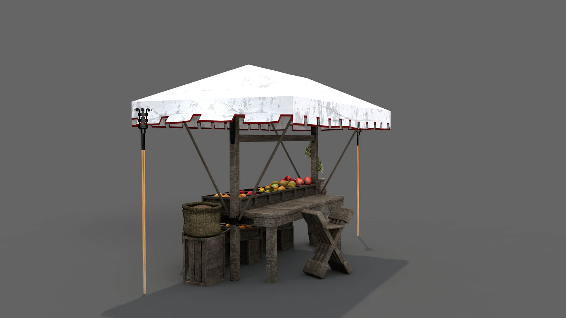 Medieval Market Stall 03 - 3D Model by renatodalle
