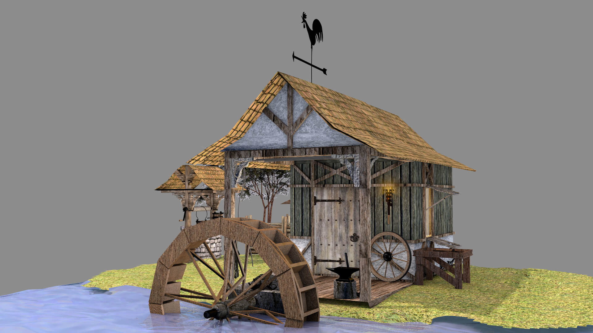 Water Wheel Water Wheel Medieval Houses Architecture