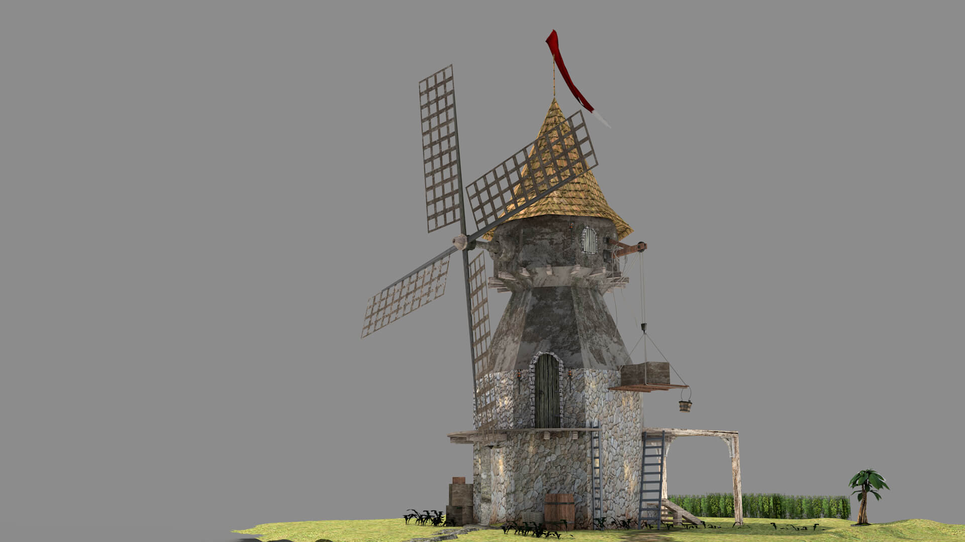 Medieval Windmill - 3D Model by renatodalle
