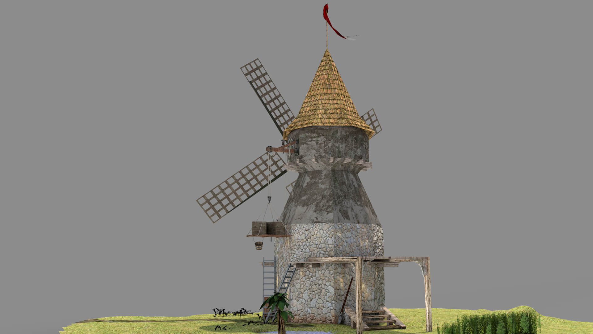 Medieval Windmill - 3D Model by renatodalle