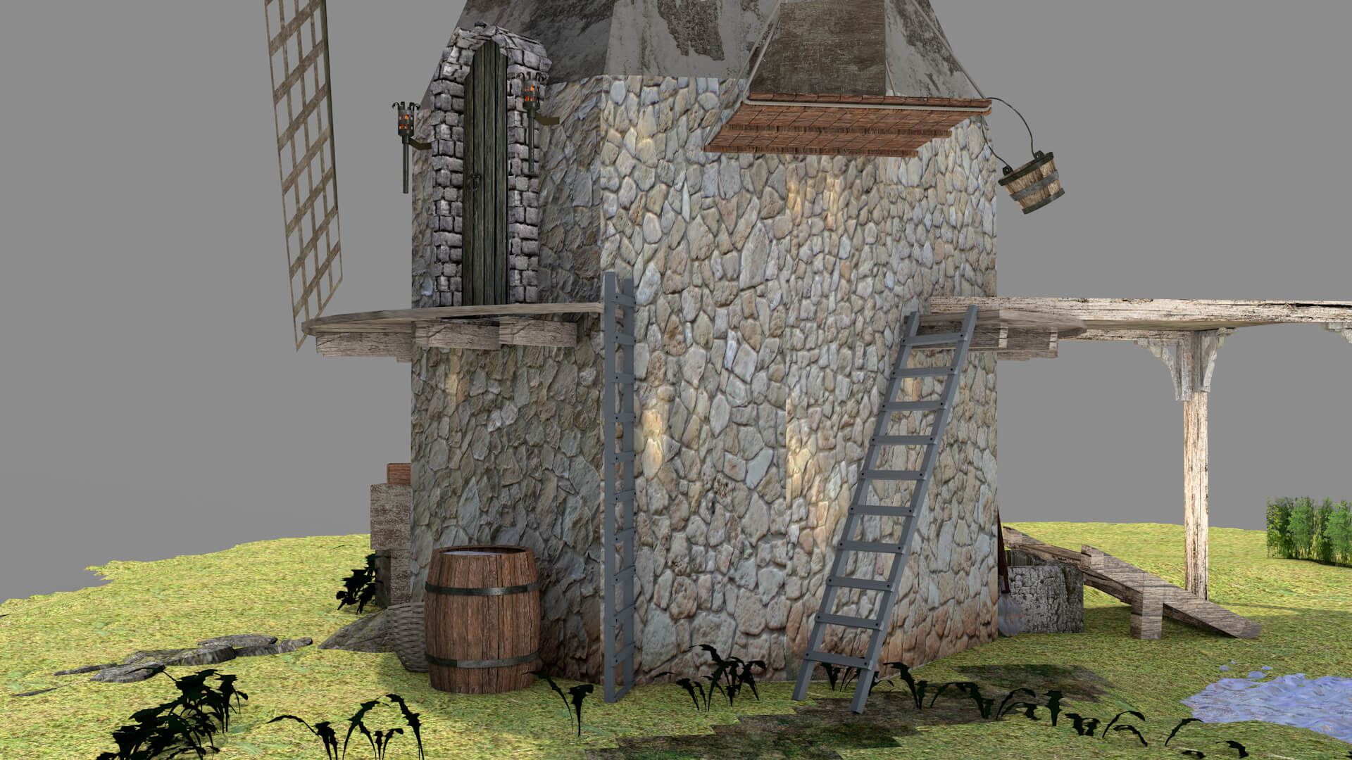 Medieval Windmill - 3D Model by renatodalle