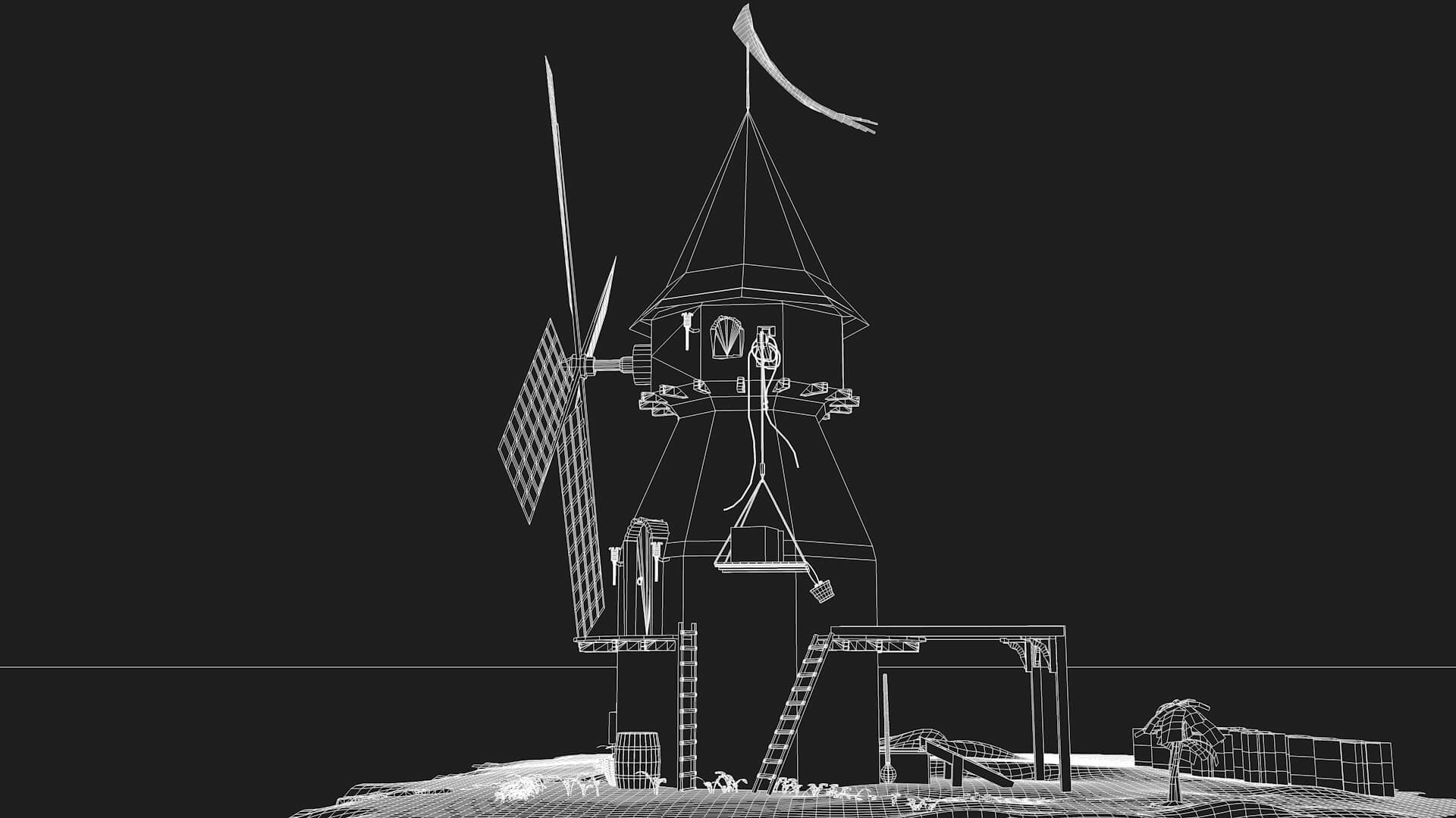 Medieval Windmill - 3D Model by renatodalle