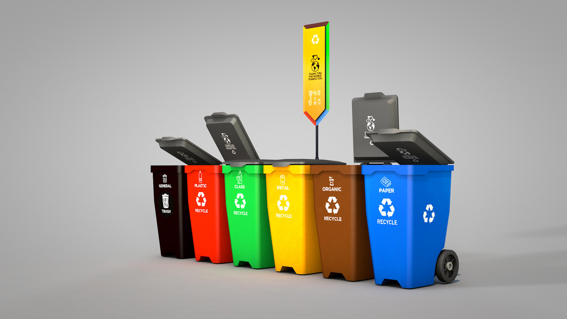 Recycling Bins - 3D Model by renatodalle