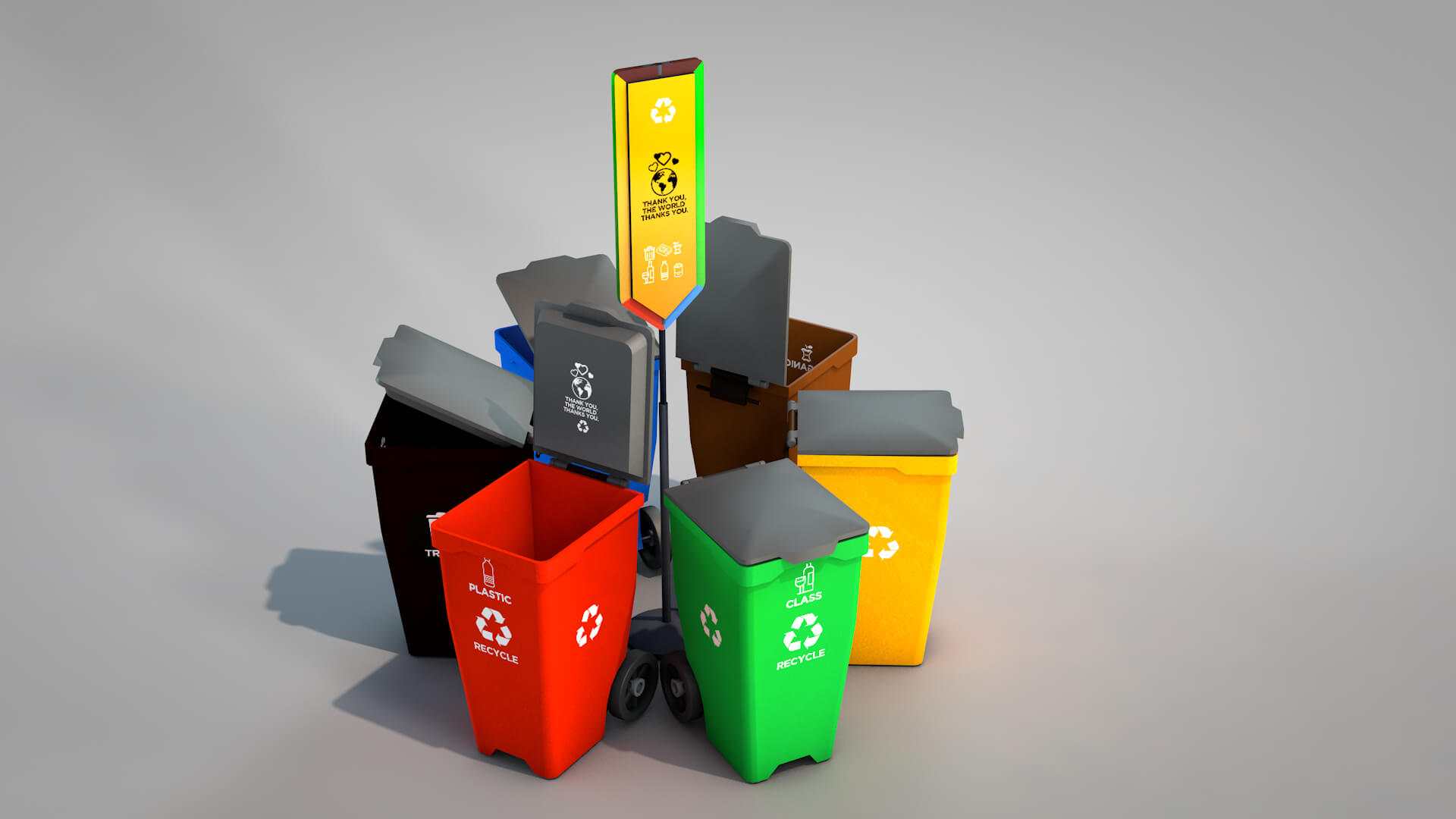 Recycling Bins - 3D Model by renatodalle