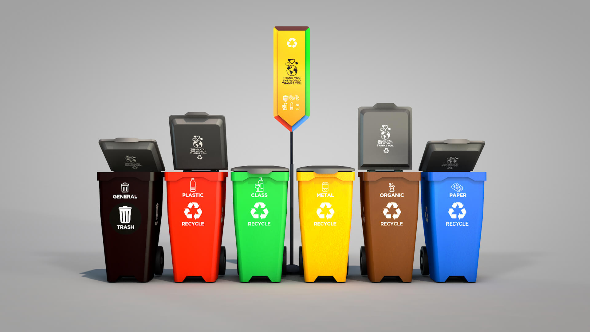 Recycling Bins - 3D Model by renatodalle