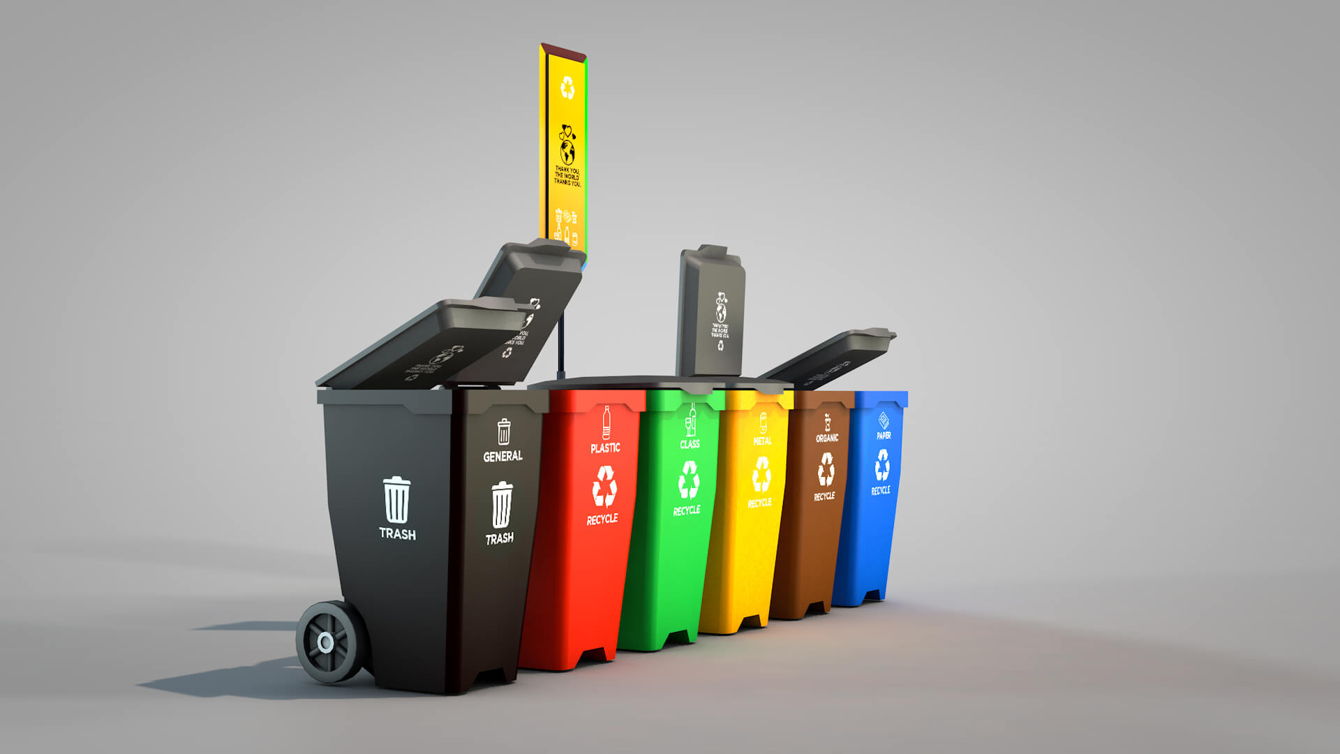 Recycling Bins - 3D Model by renatodalle