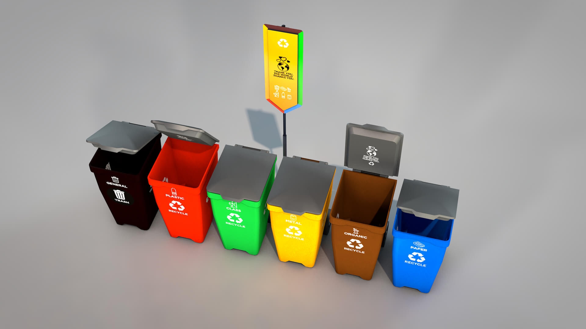 Recycling Bins - 3D Model by renatodalle