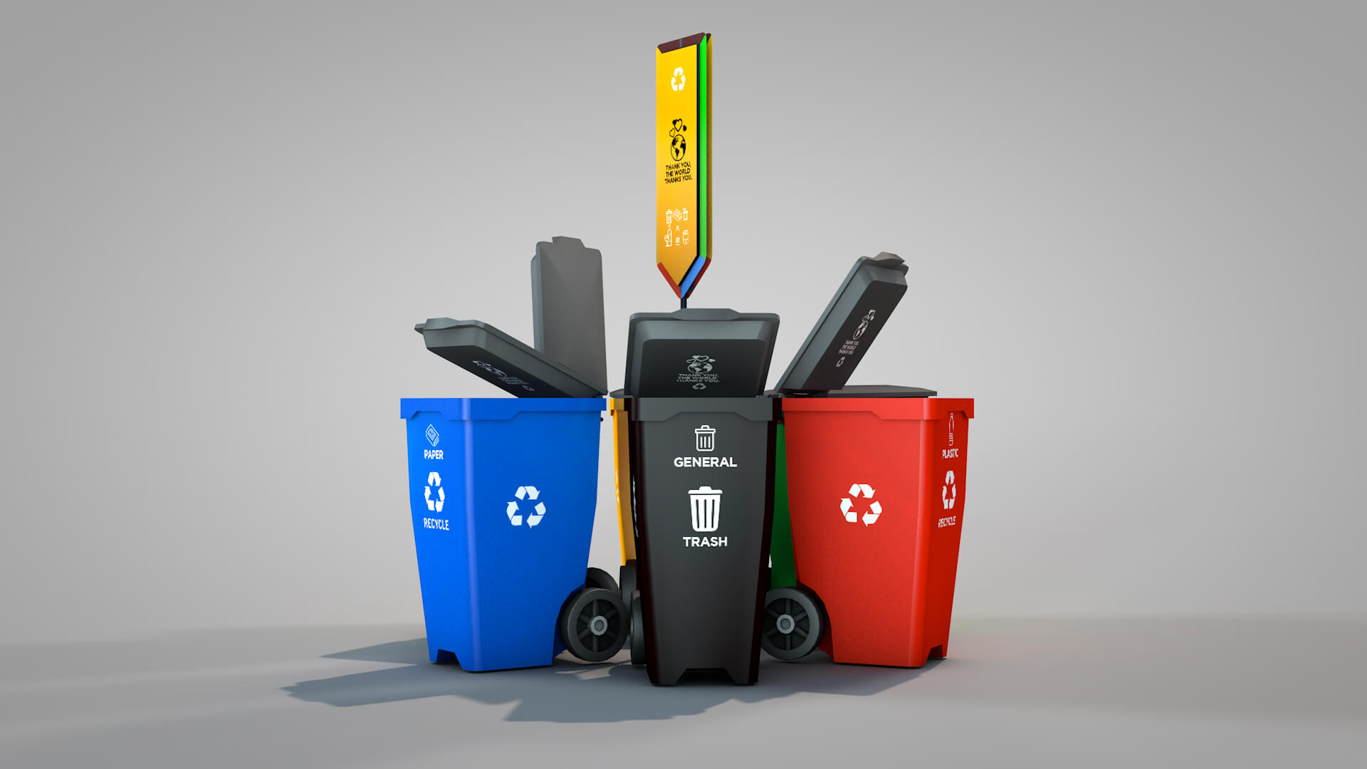 Recycling Bins - 3D Model by renatodalle