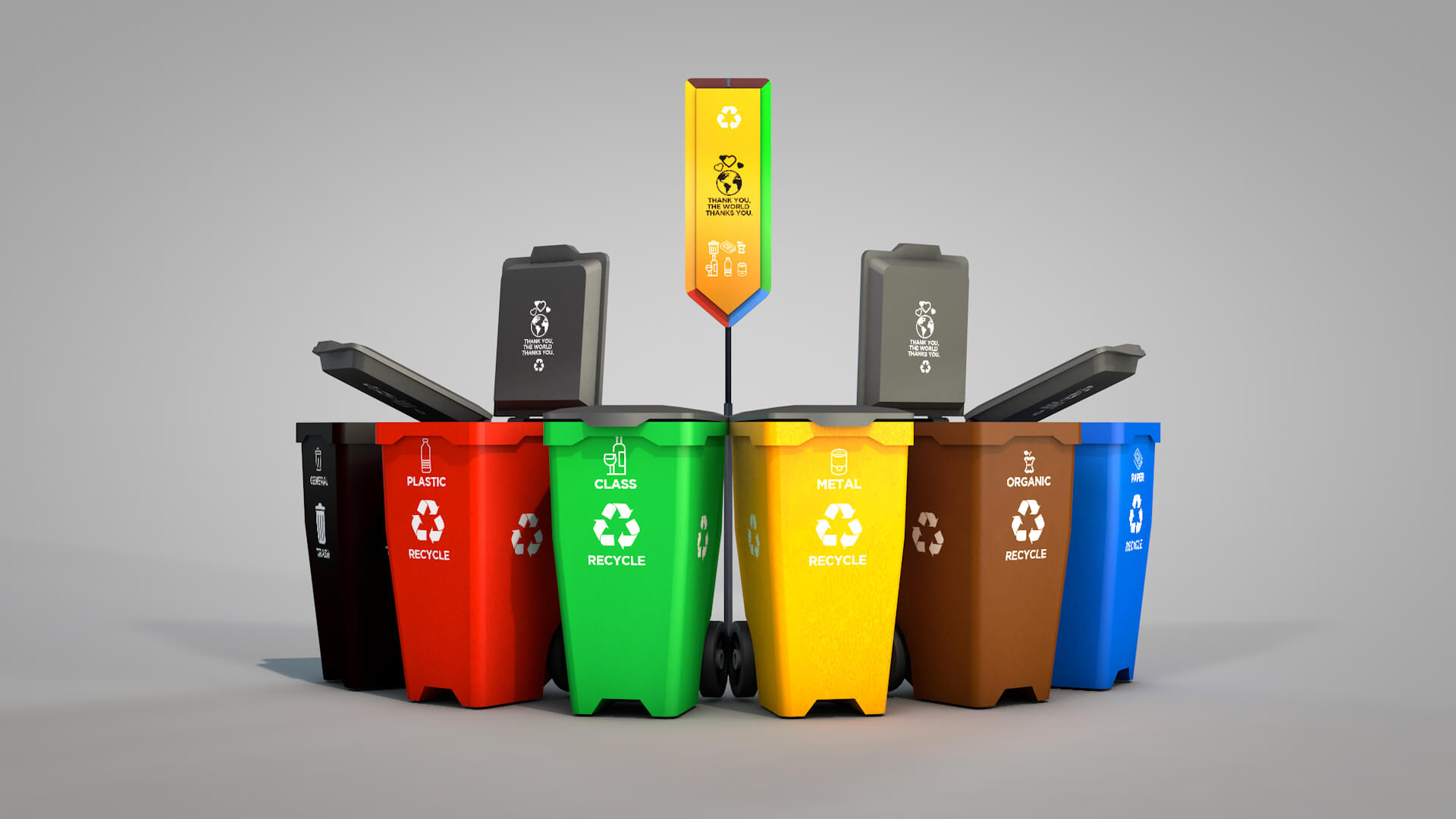 Recycling Bins - 3D Model by renatodalle