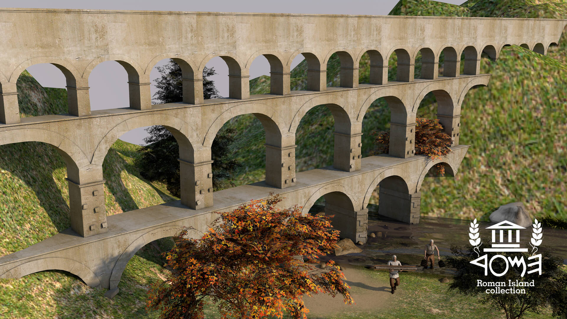 Roman Island Aqueduct - 3D Model by renatodalle