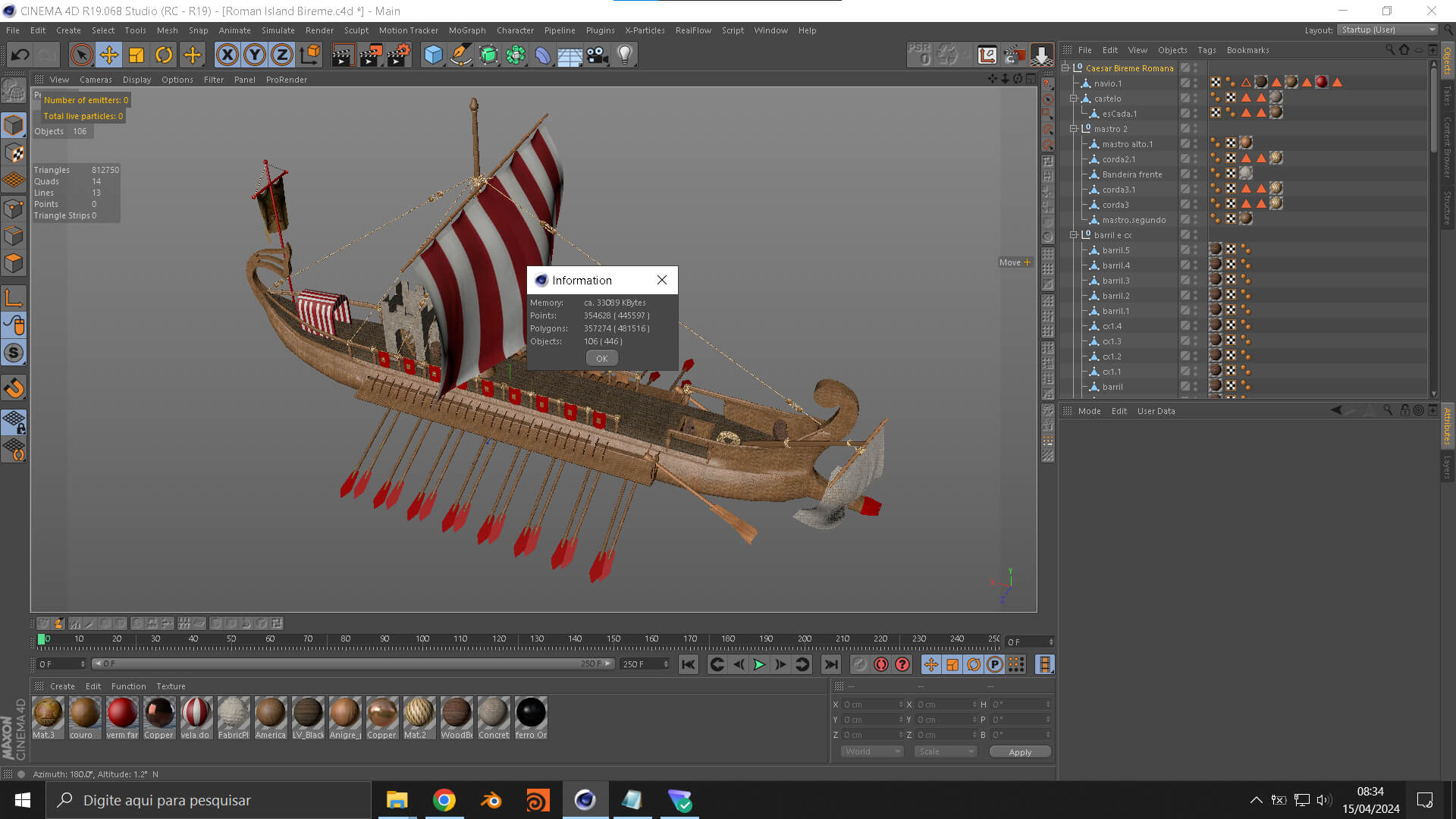 Roman Island Bireme - 3D Model by renatodalle