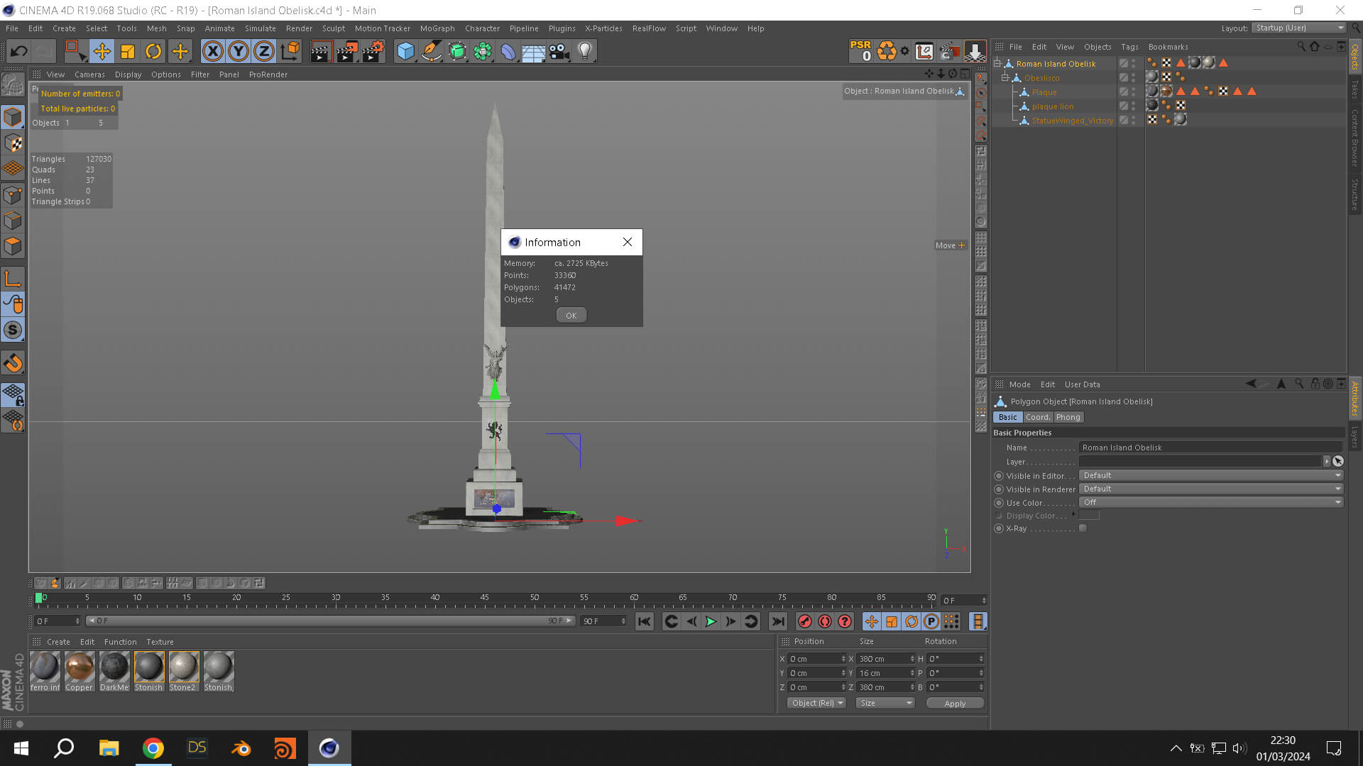 Roman Island Obelisk - 3D Model by renatodalle