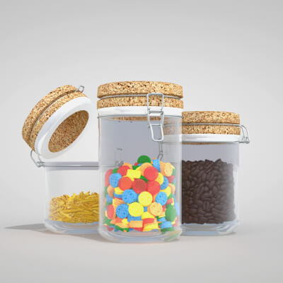 Round Glass Jars with Locking Mechanism - 3D Model by renatodalle