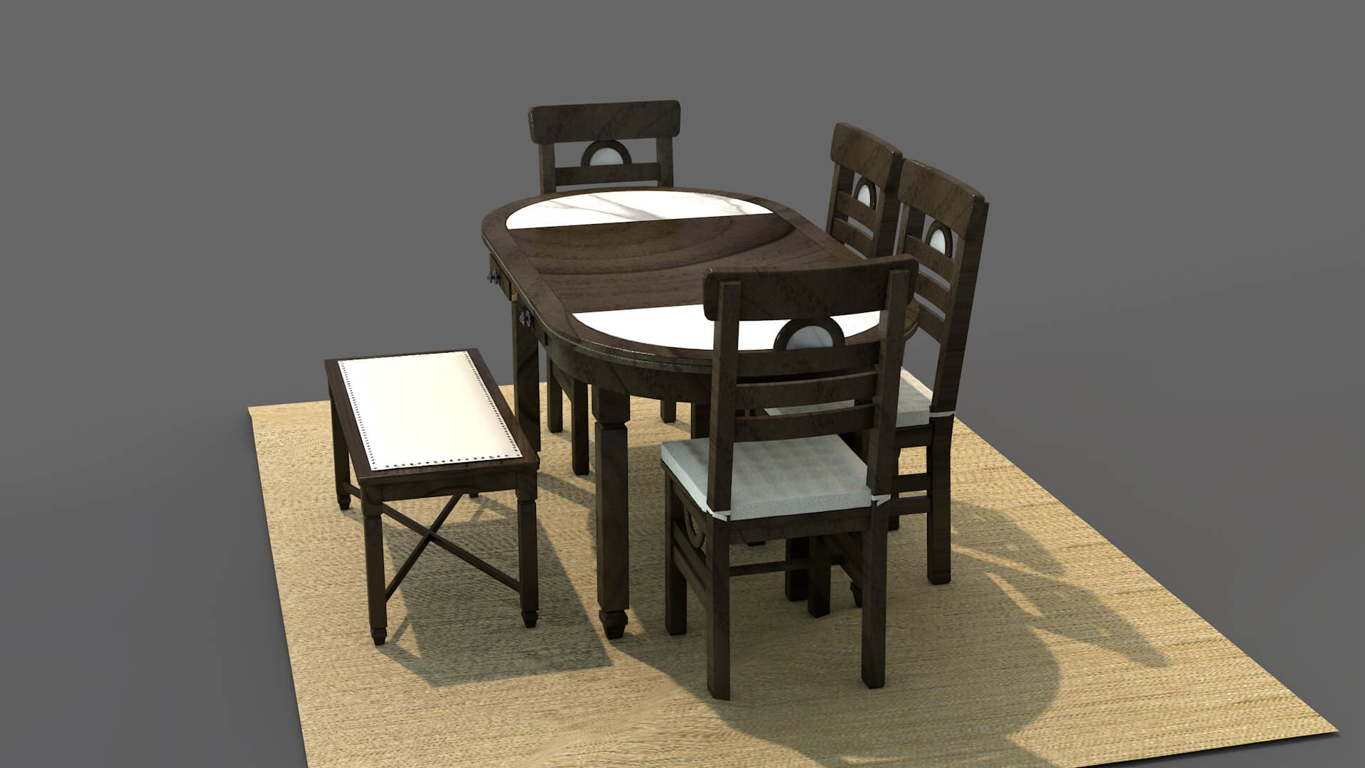 Rustic Dining Table Moon - 3D Model by renatodalle