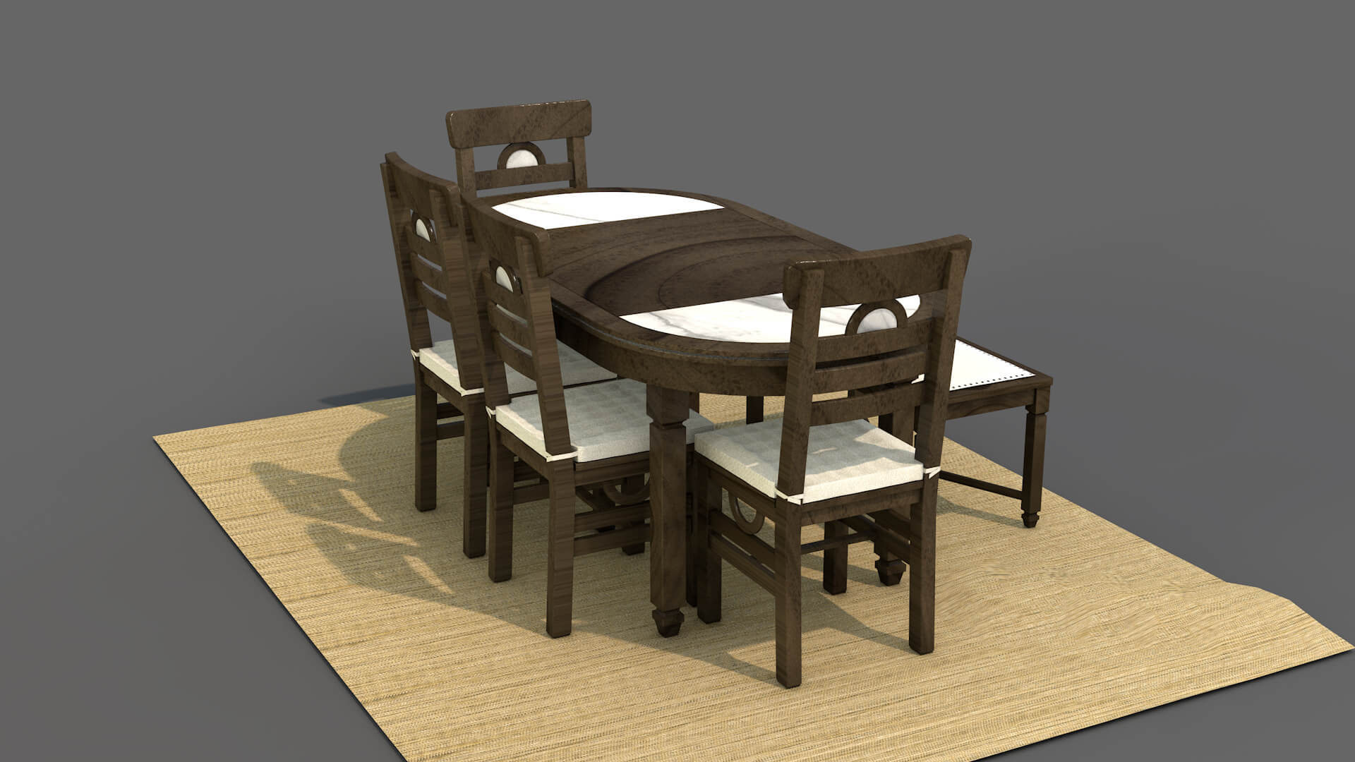 Rustic Dining Table Moon - 3D Model by renatodalle