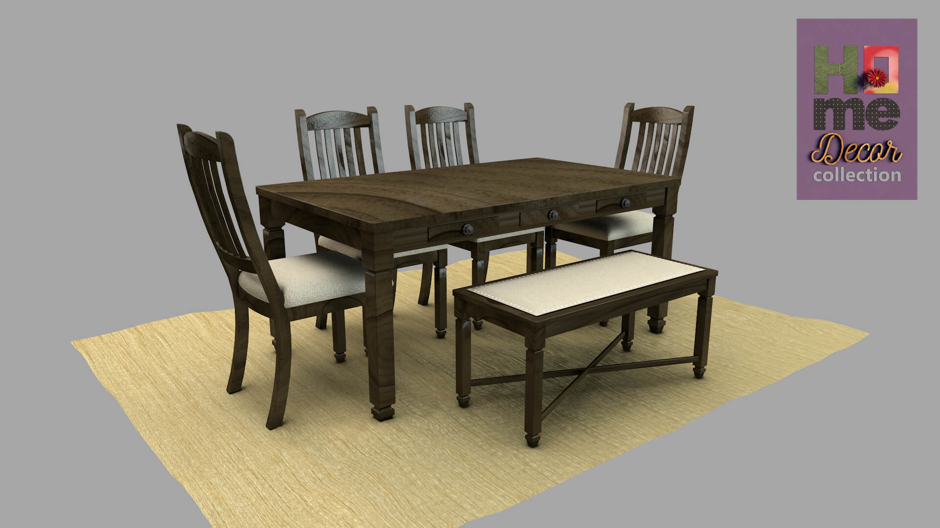 Rustic Dining Table - 3D Model by renatodalle