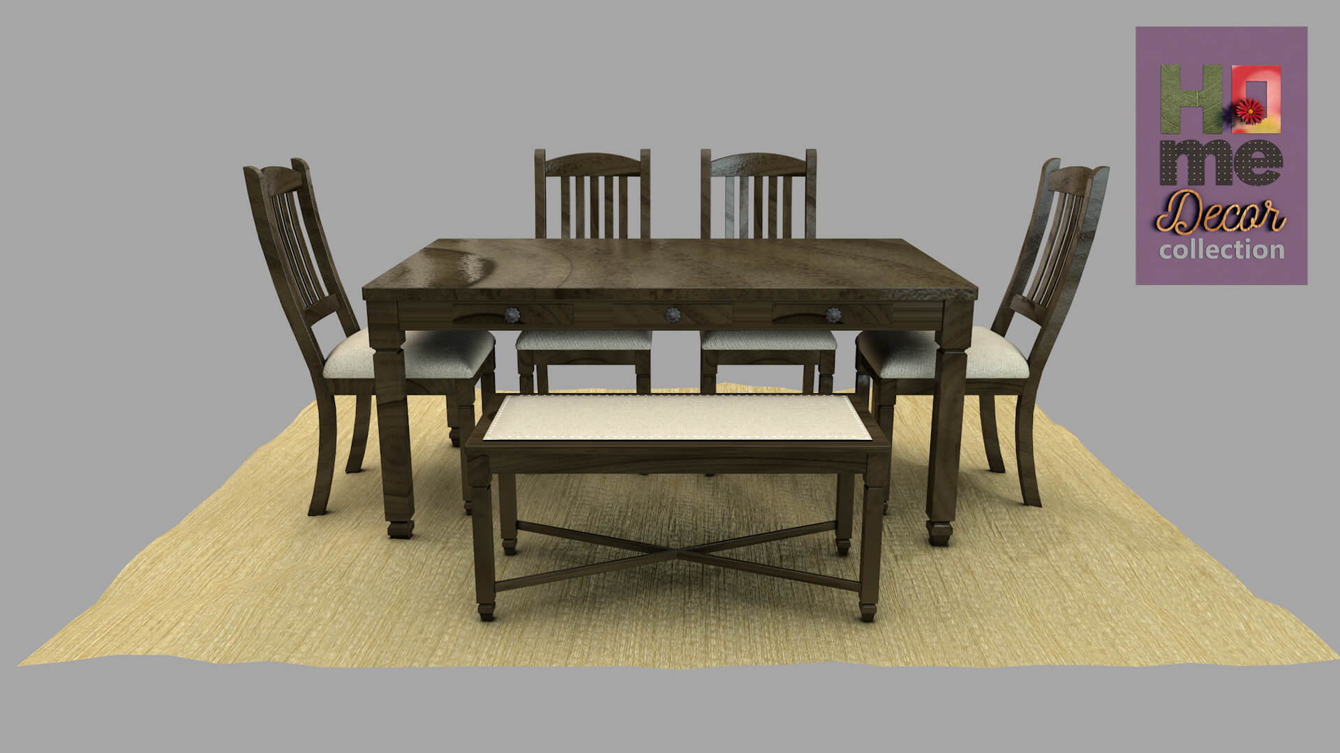 Rustic Dining Table - 3D Model by renatodalle