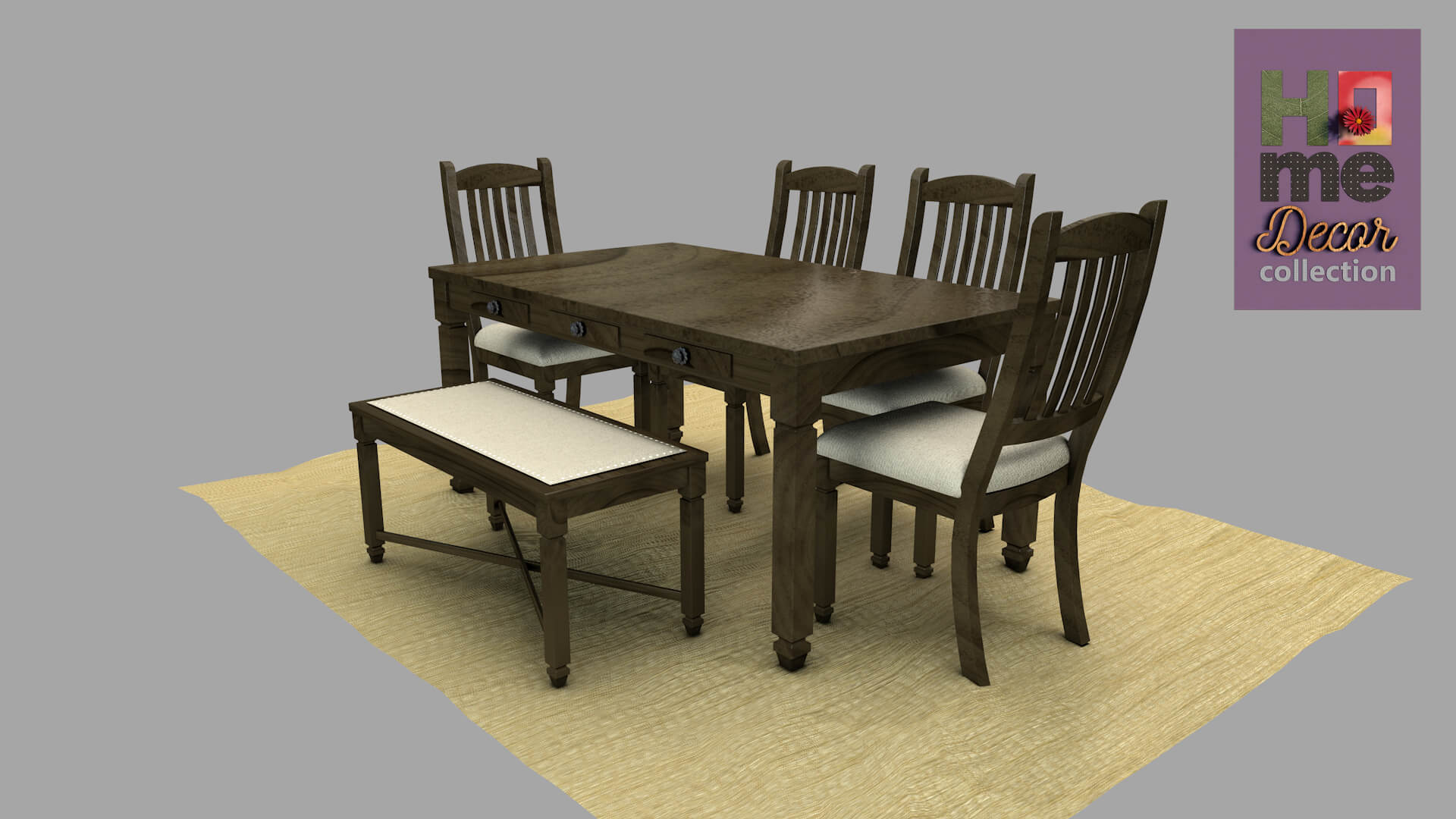 Rustic Dining Table - 3D Model by renatodalle
