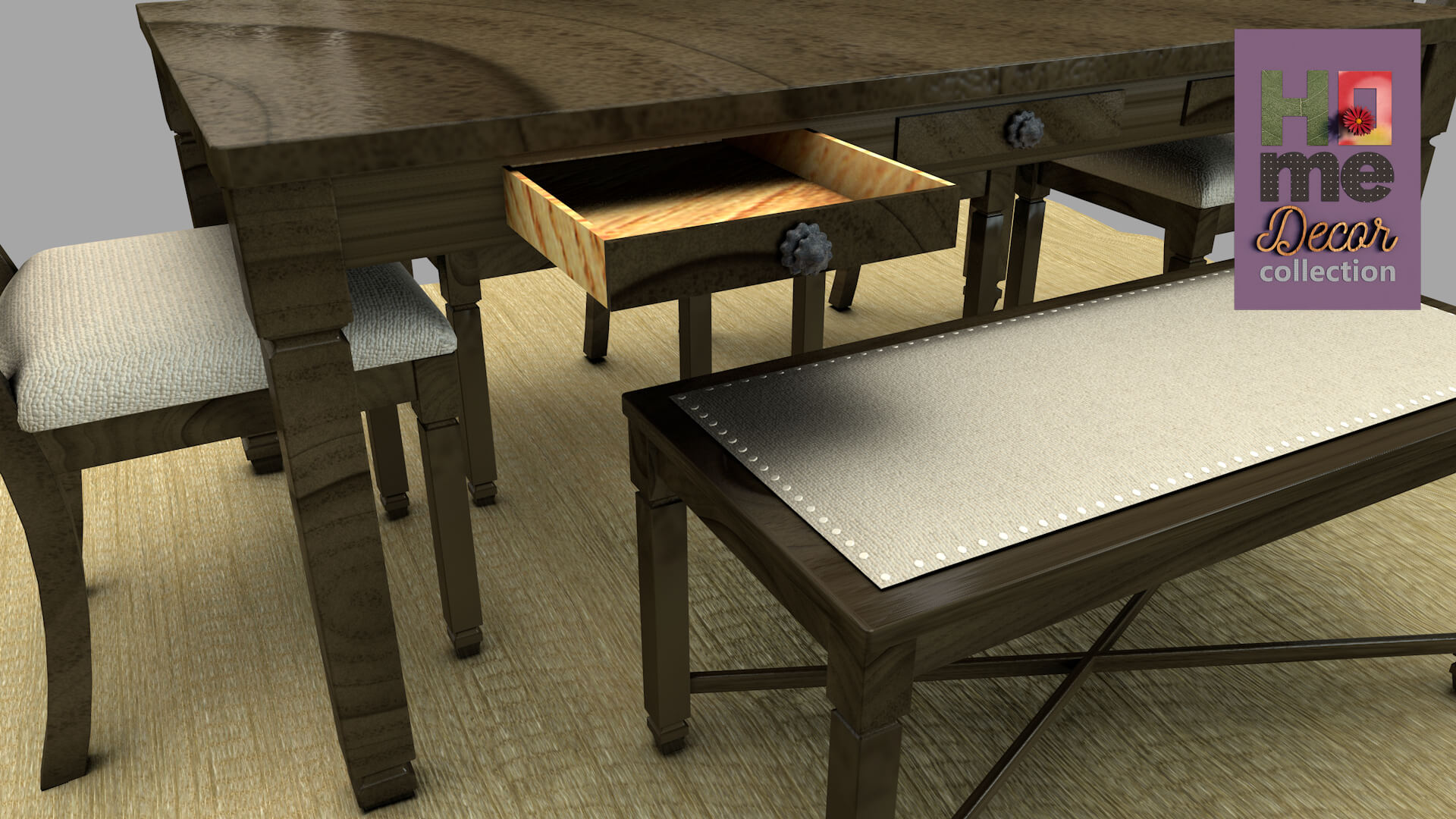 Rustic Dining Table - 3D Model by renatodalle