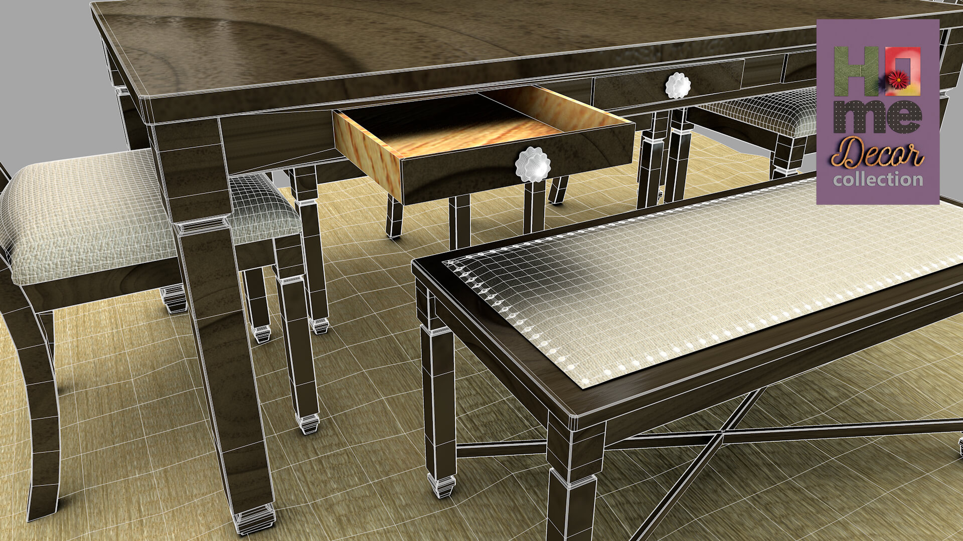 Rustic Dining Table - 3D Model by renatodalle