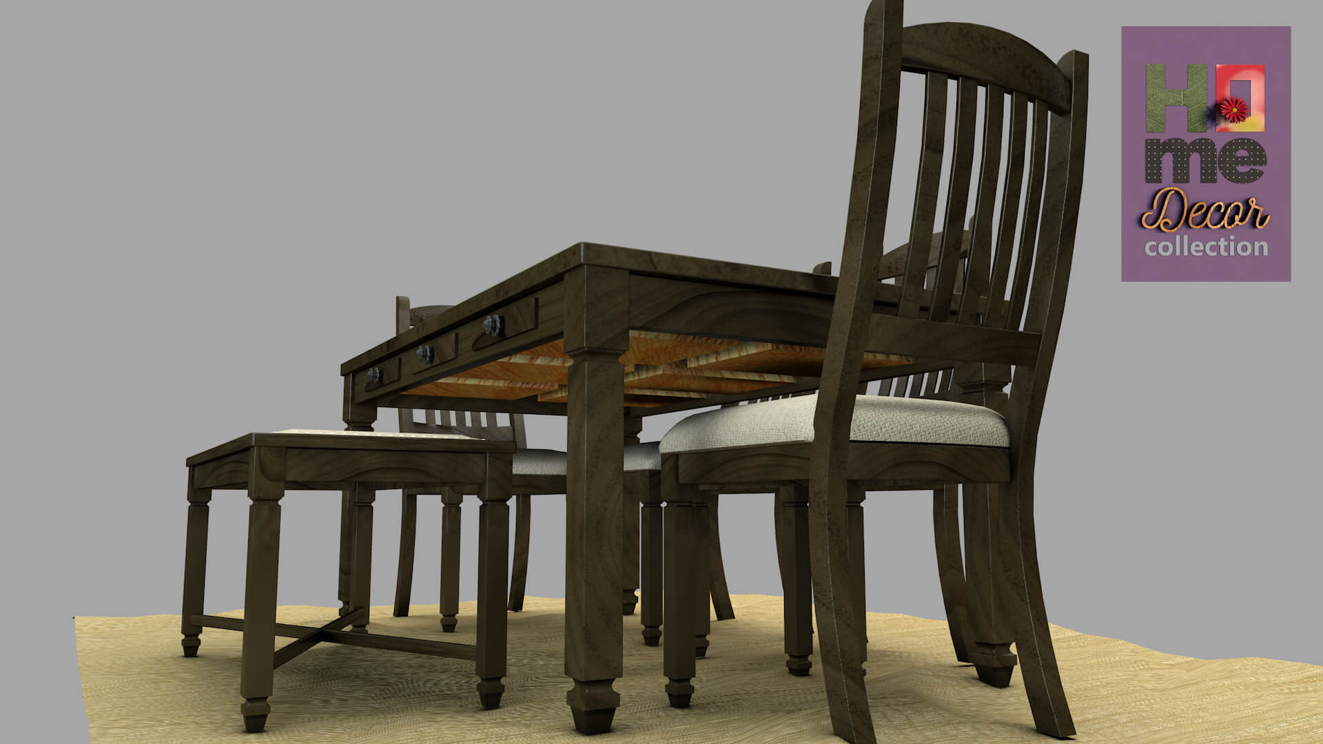 Rustic Dining Table - 3D Model by renatodalle