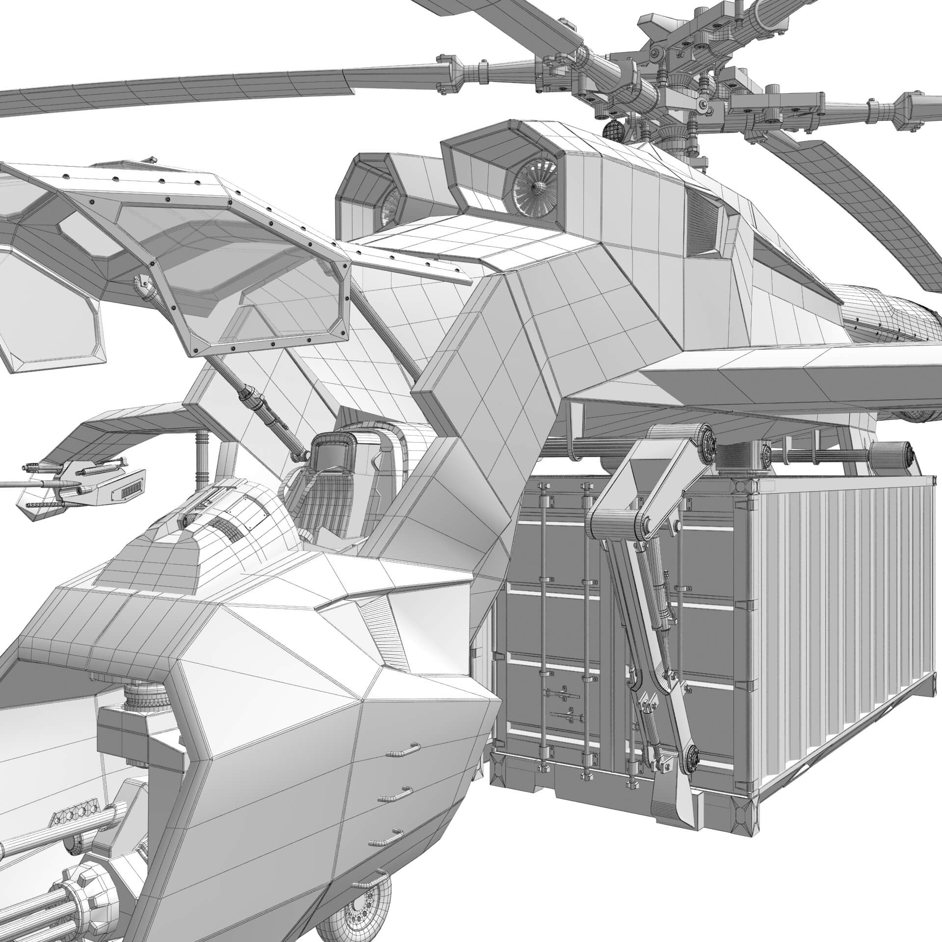 Helicopter Cargo Prototype - 3D Model by RenderBlade