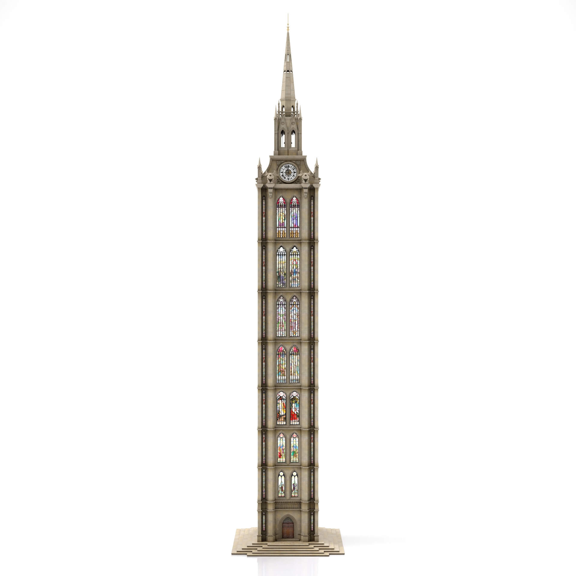 Old Clock Gothic Tower - 3D Model by RenderBlade