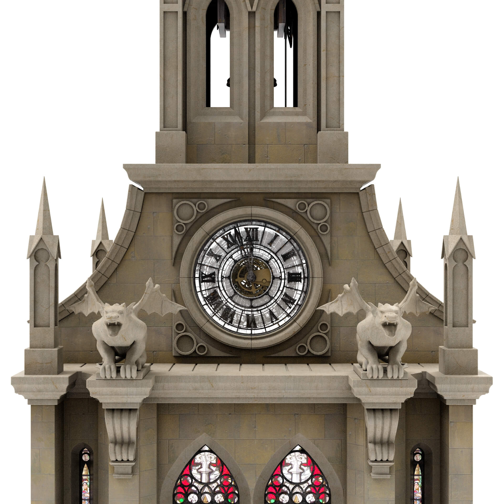 Old Clock Gothic Tower - 3D Model by RenderBlade