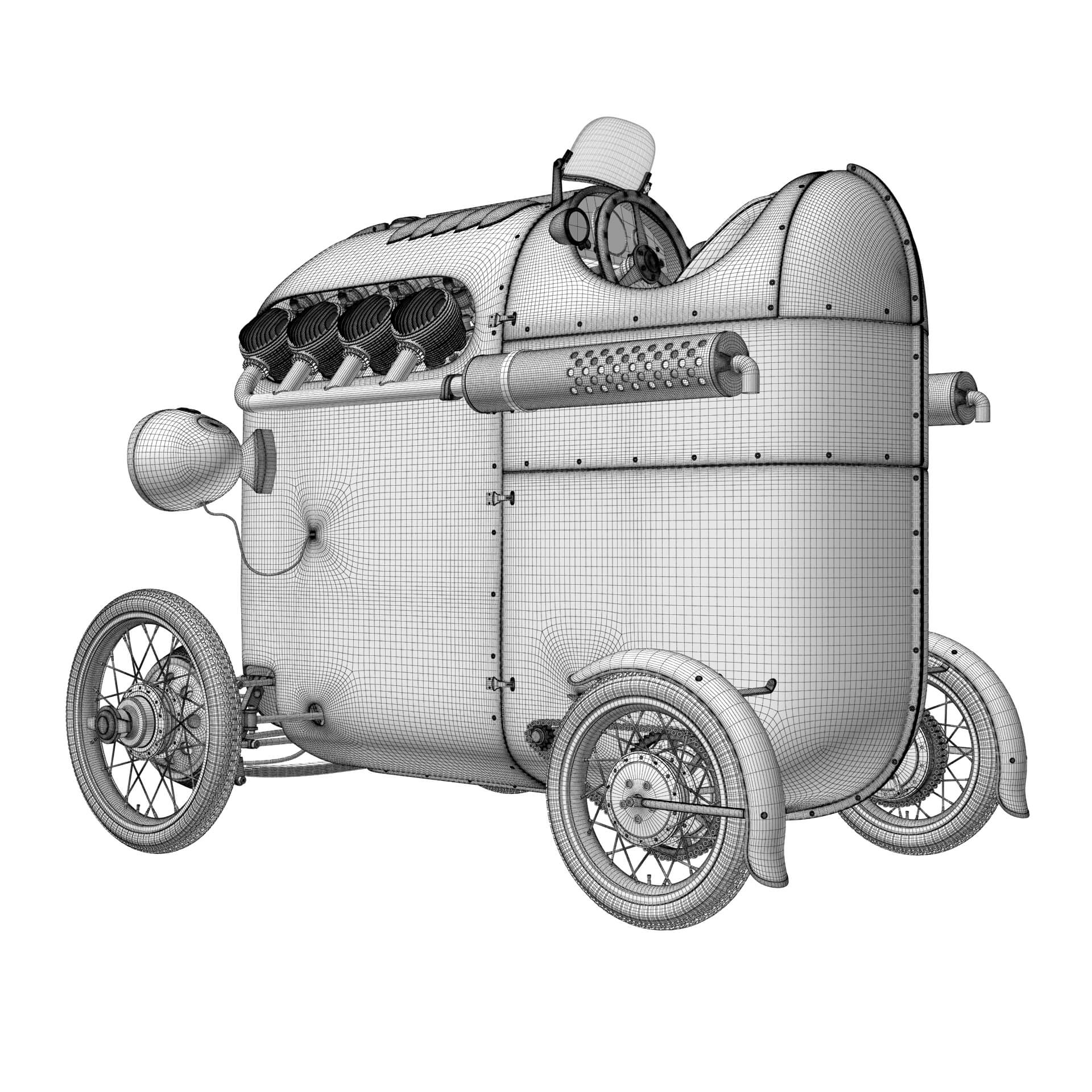 Steampunk Race Car - 3D Model by RenderBlade