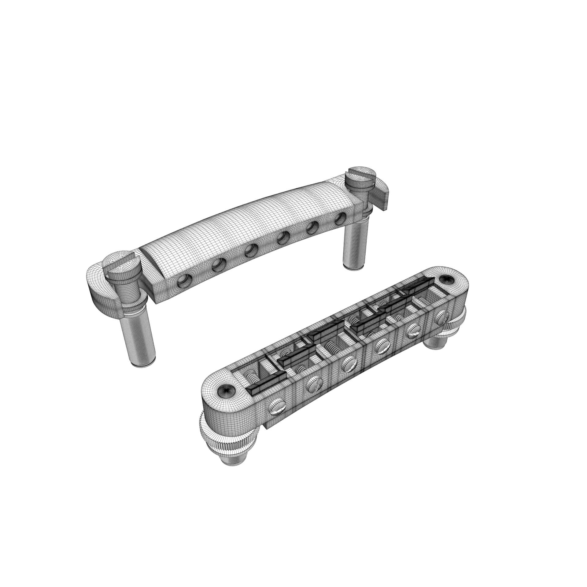 Tune O Matic Guitar Bridge Shaller - 3D Model by RenderBlade