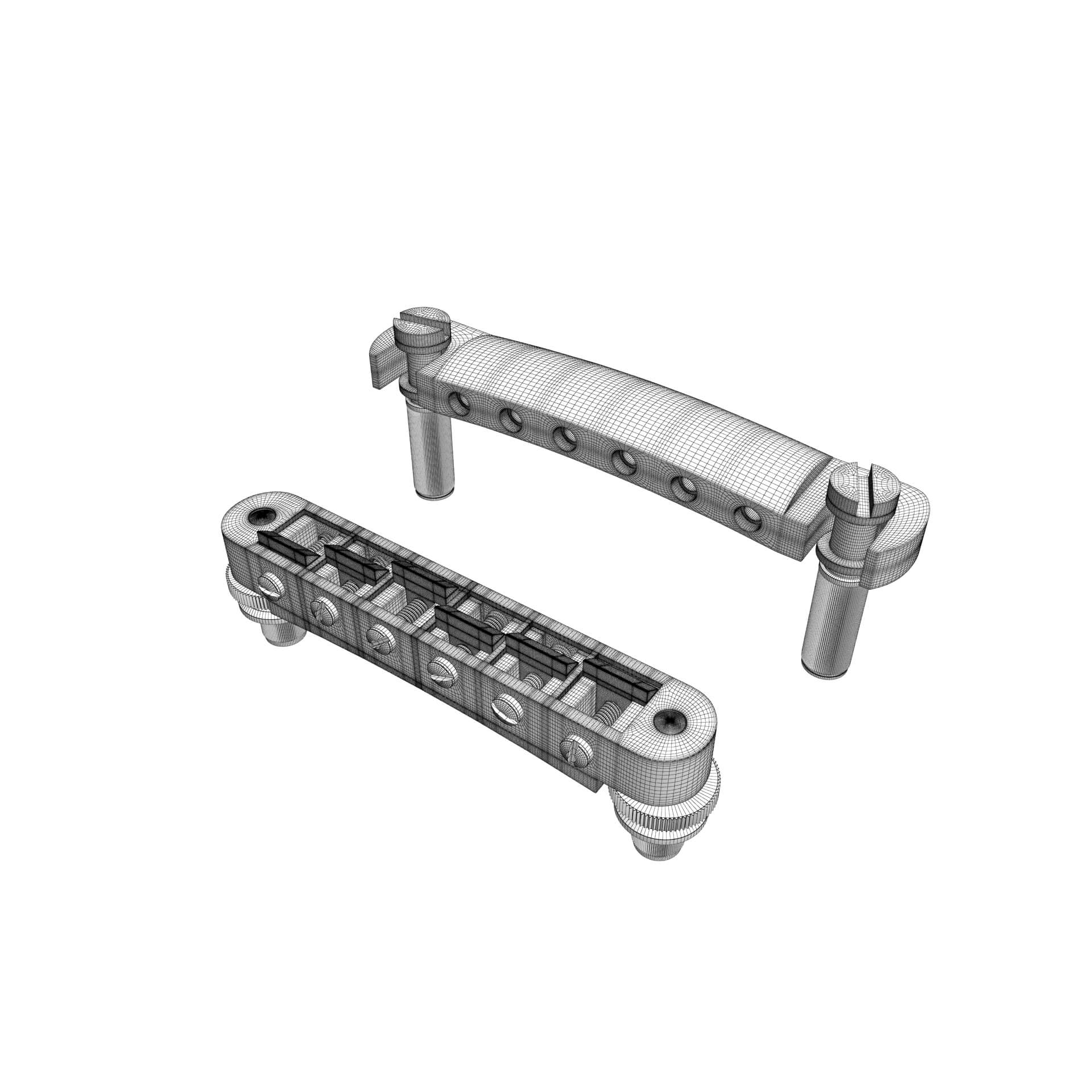 Tune O Matic Guitar Bridge Shaller - 3D Model by RenderBlade