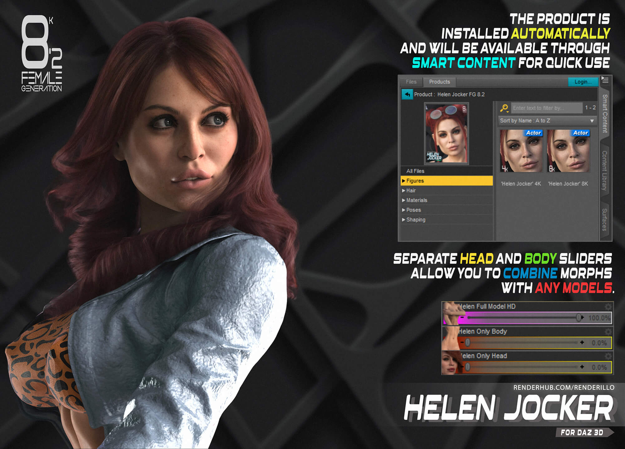 Helen Jocker (FG 8.2) - Daz Content by RendeRillo