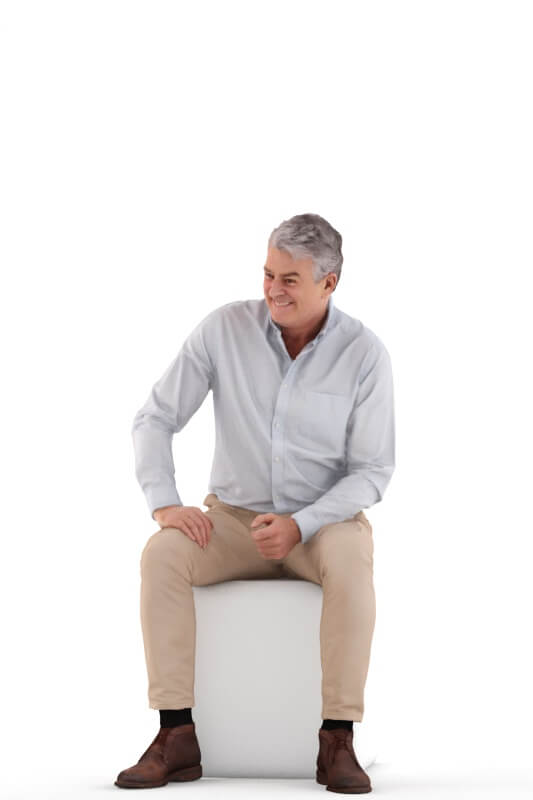 Richard Posed 011 - Sitting Best Ager Man (OBJ) 3D Model by Renderpeople