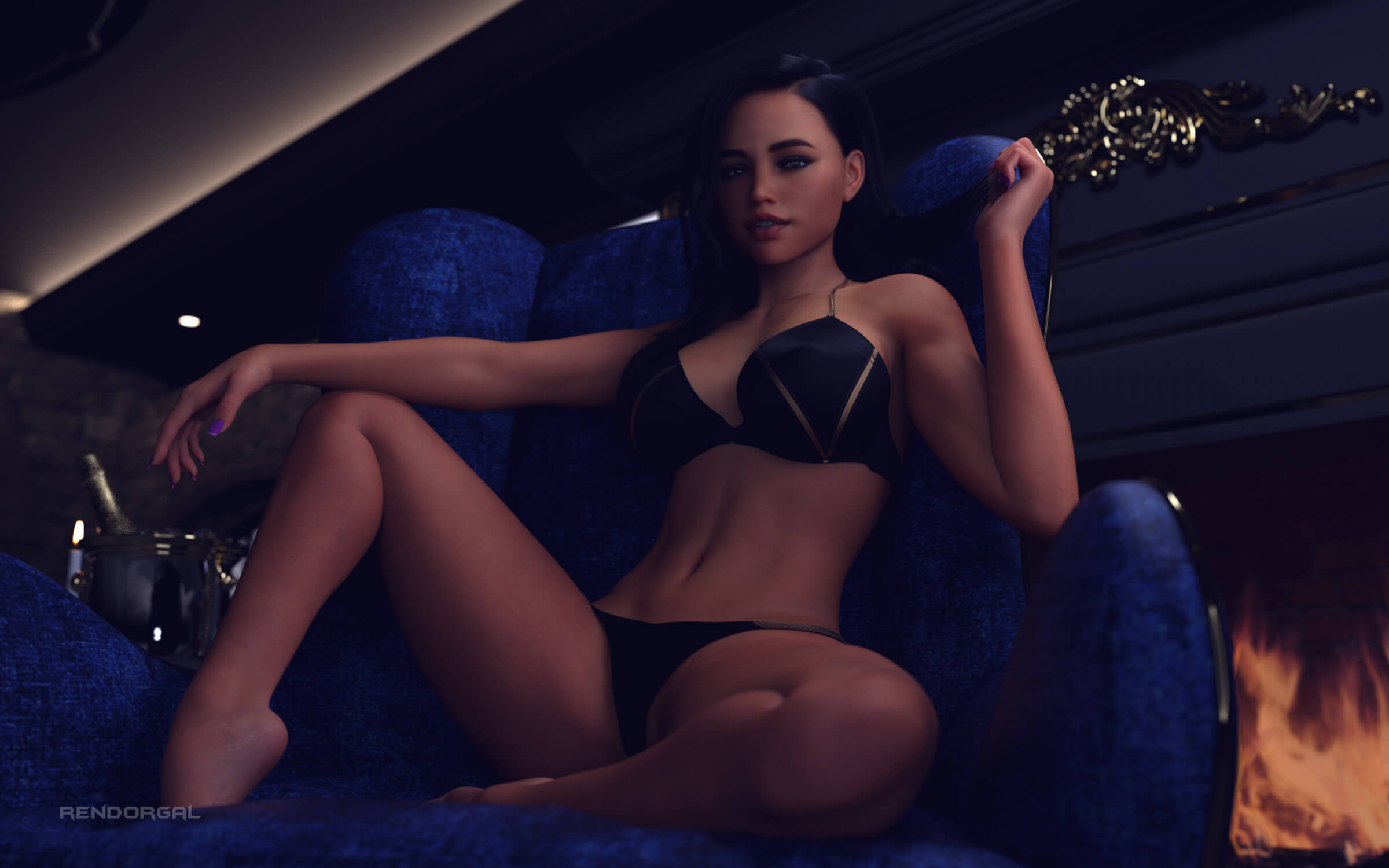 Cozy armchair 2 3D Render, Digital Art by rendorgal